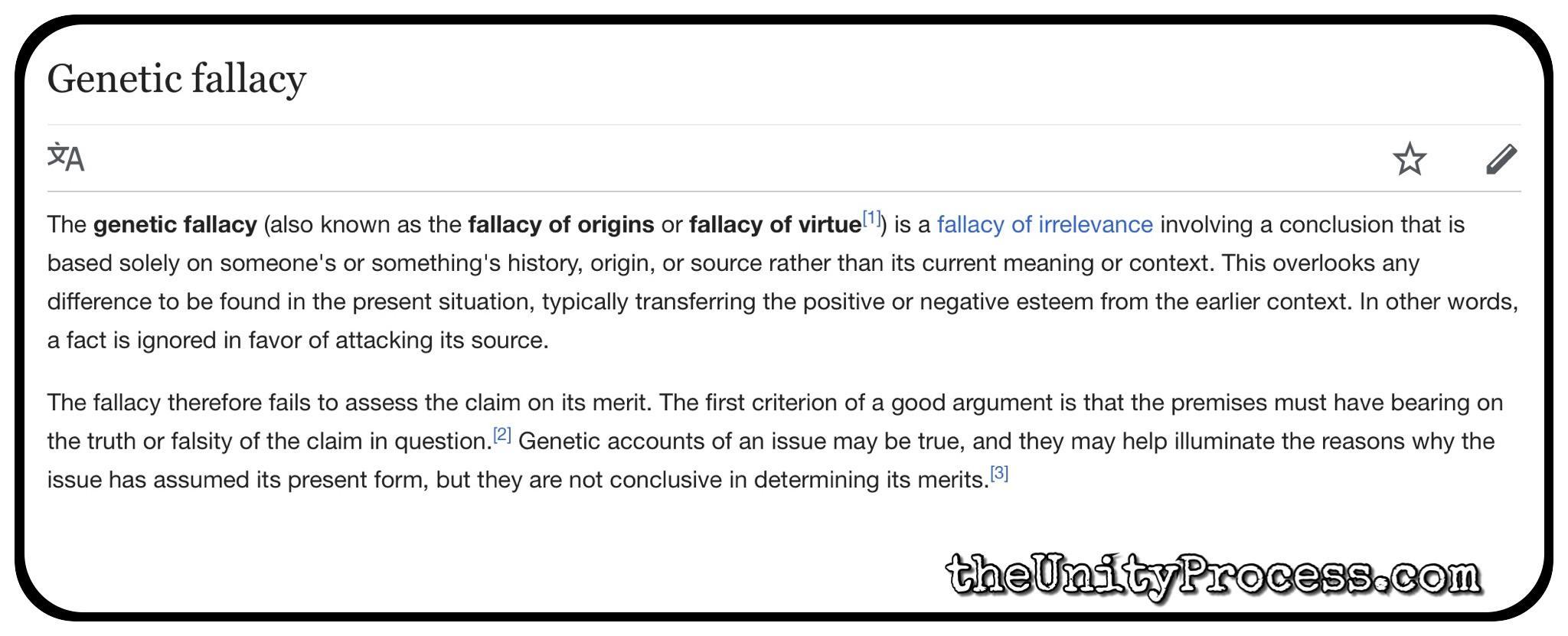 Beware of Making the Genetic Fallacy | The Unity Process